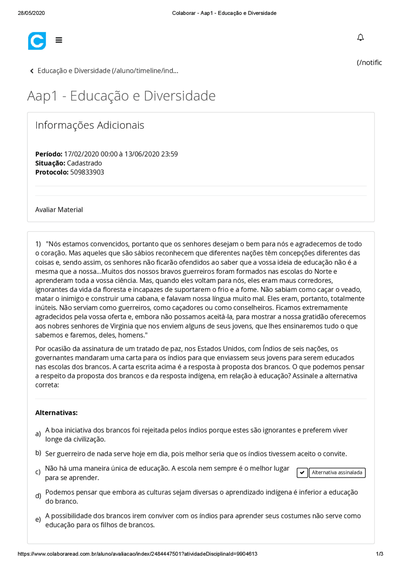Atividade De Aprendizagem Docsity