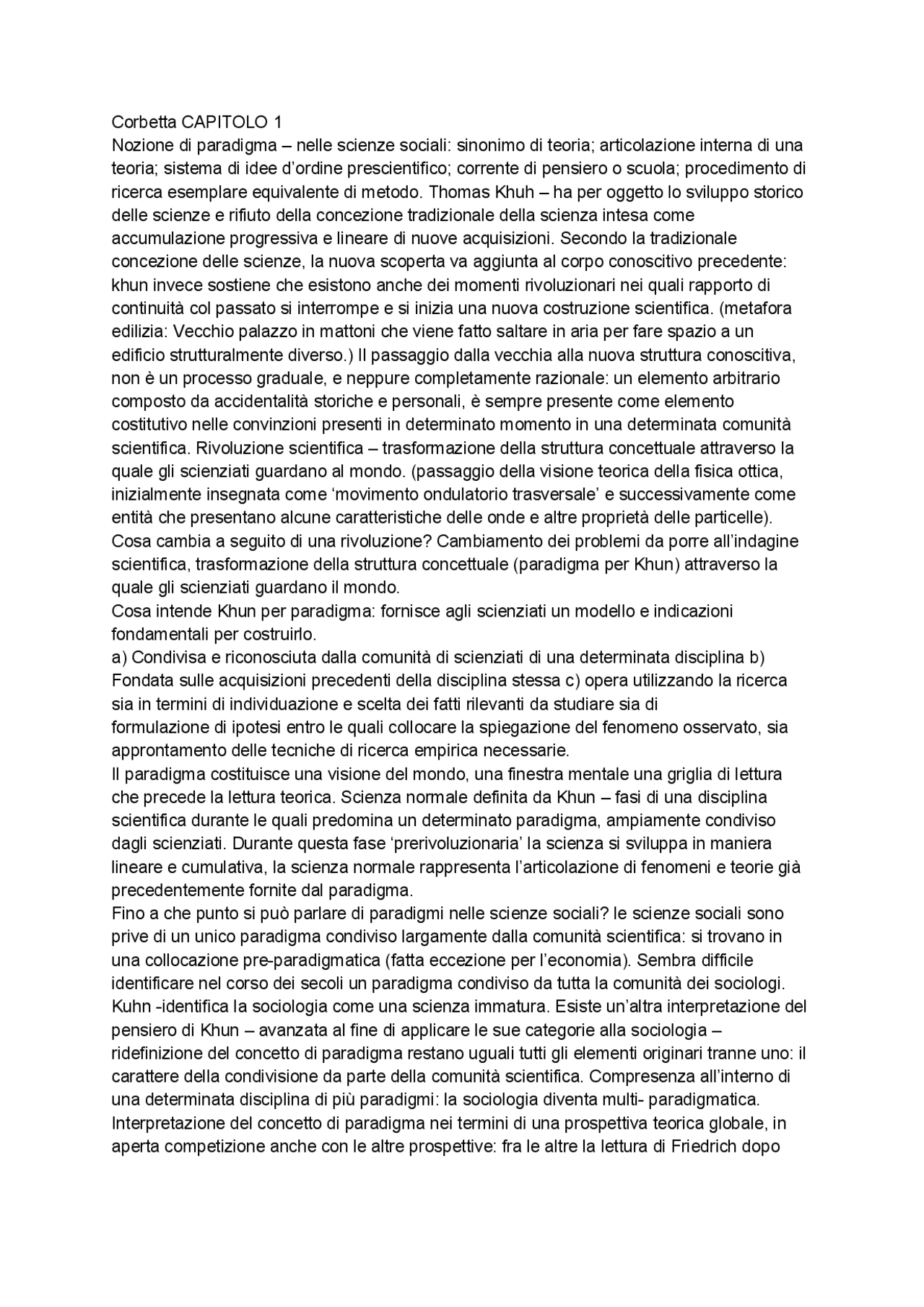 Riassunto Cap 1 Corbetta 2 Edizione Docsity