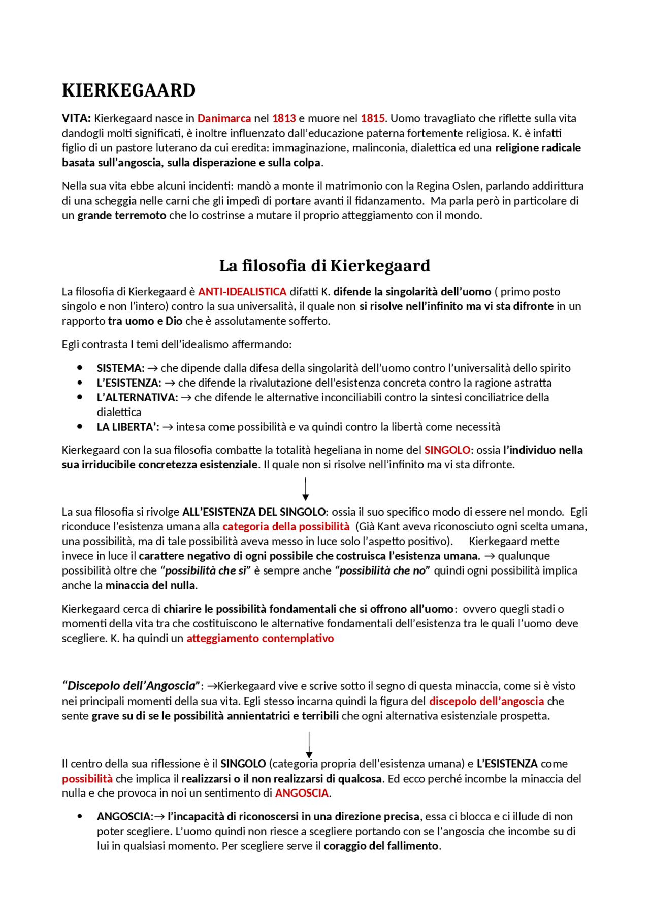Appunti Kierkegaard Docsity