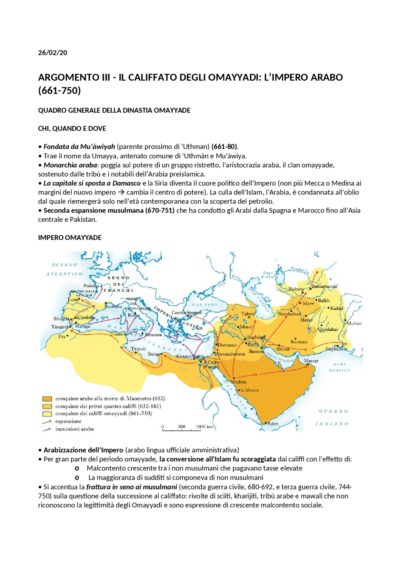3. IL CALIFFATO DEGLI OMAYYADI - L’IMPERO ARABO (661-750).docx - Docsity