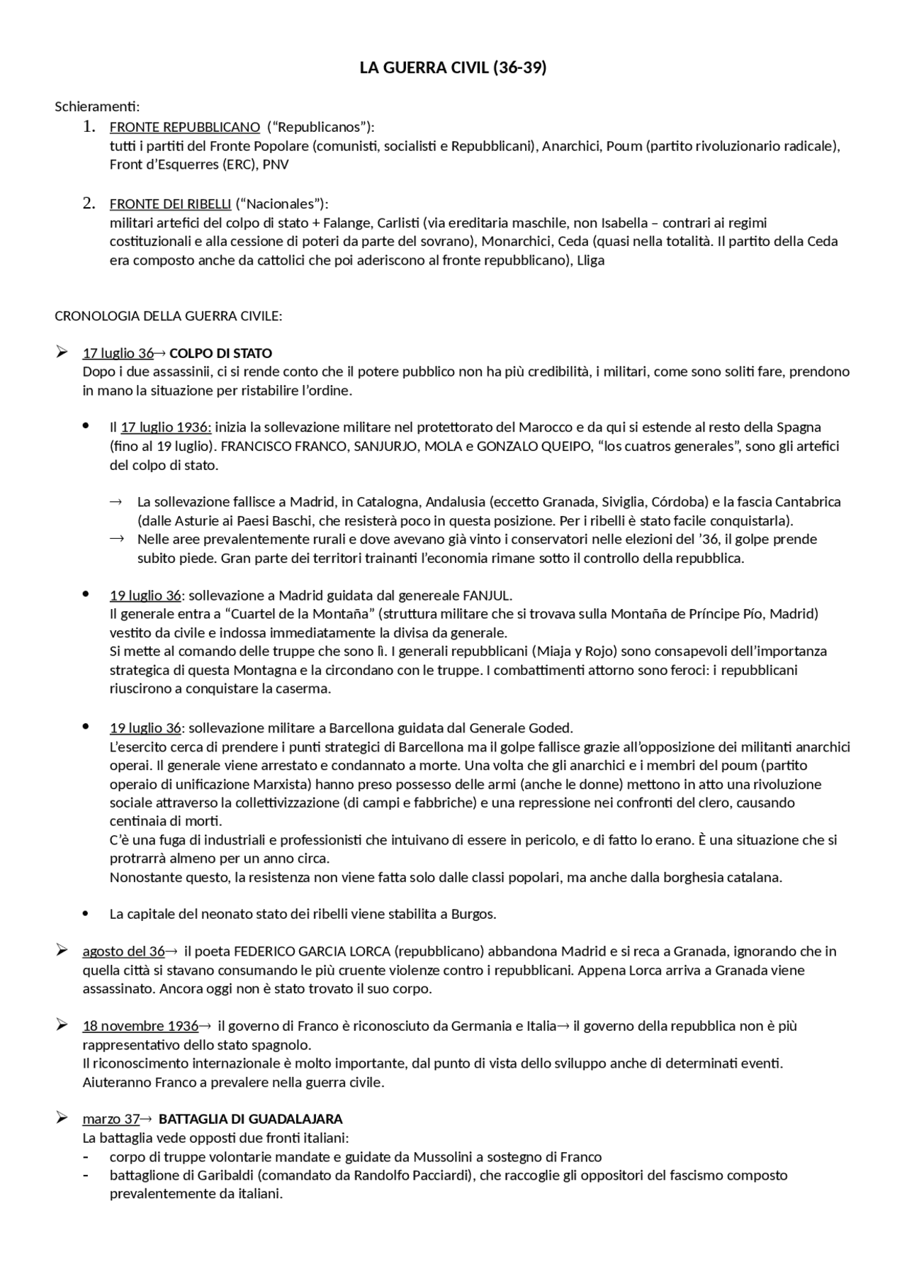 La Guerra Civile Spagnola Docsity