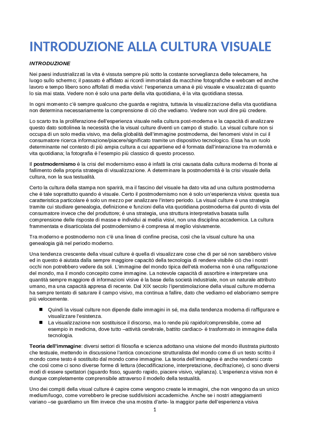 Riassunto Cultura Visuale Nicholas Mirzoeff Docsity