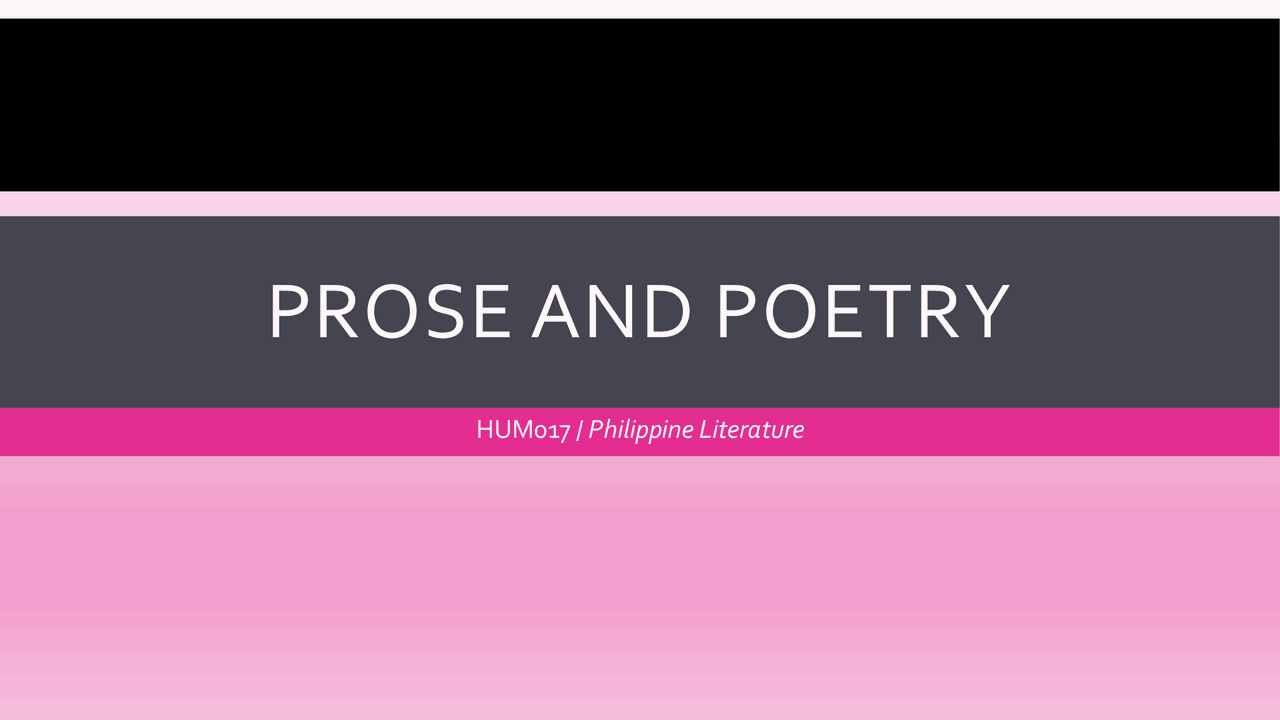 Prose AND POETRY LITERATURE - Docsity