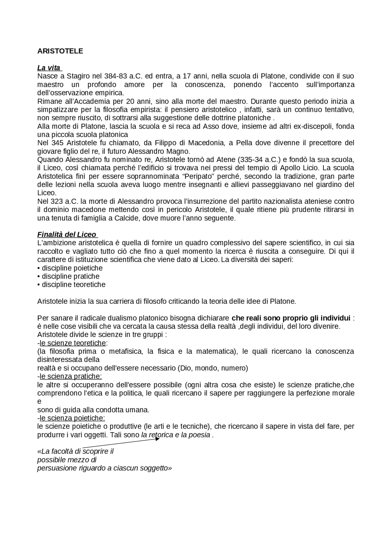 Aristotele Vita Opere Accademia Docsity