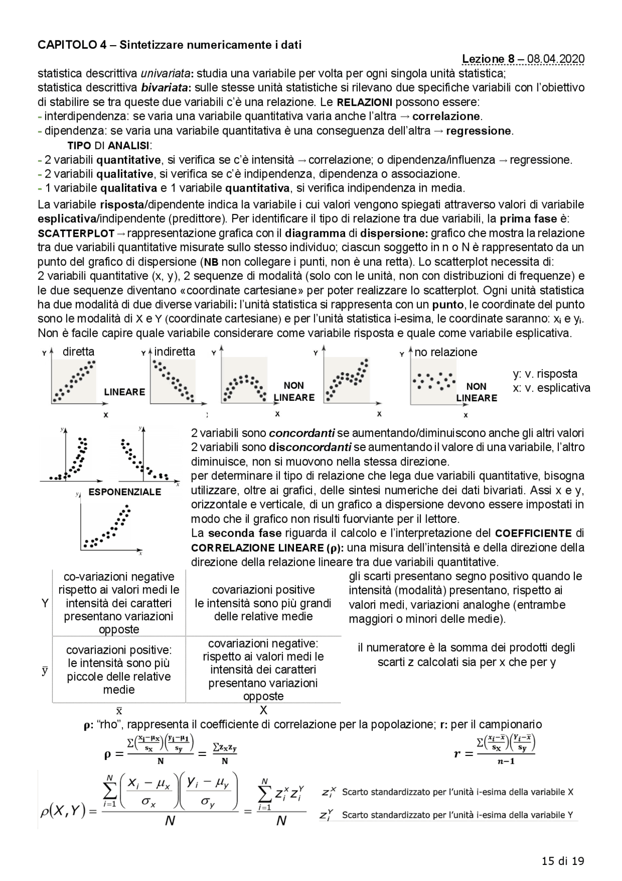 Appunti Statistica Anno 20192020 Prof Zavarrone Docsity