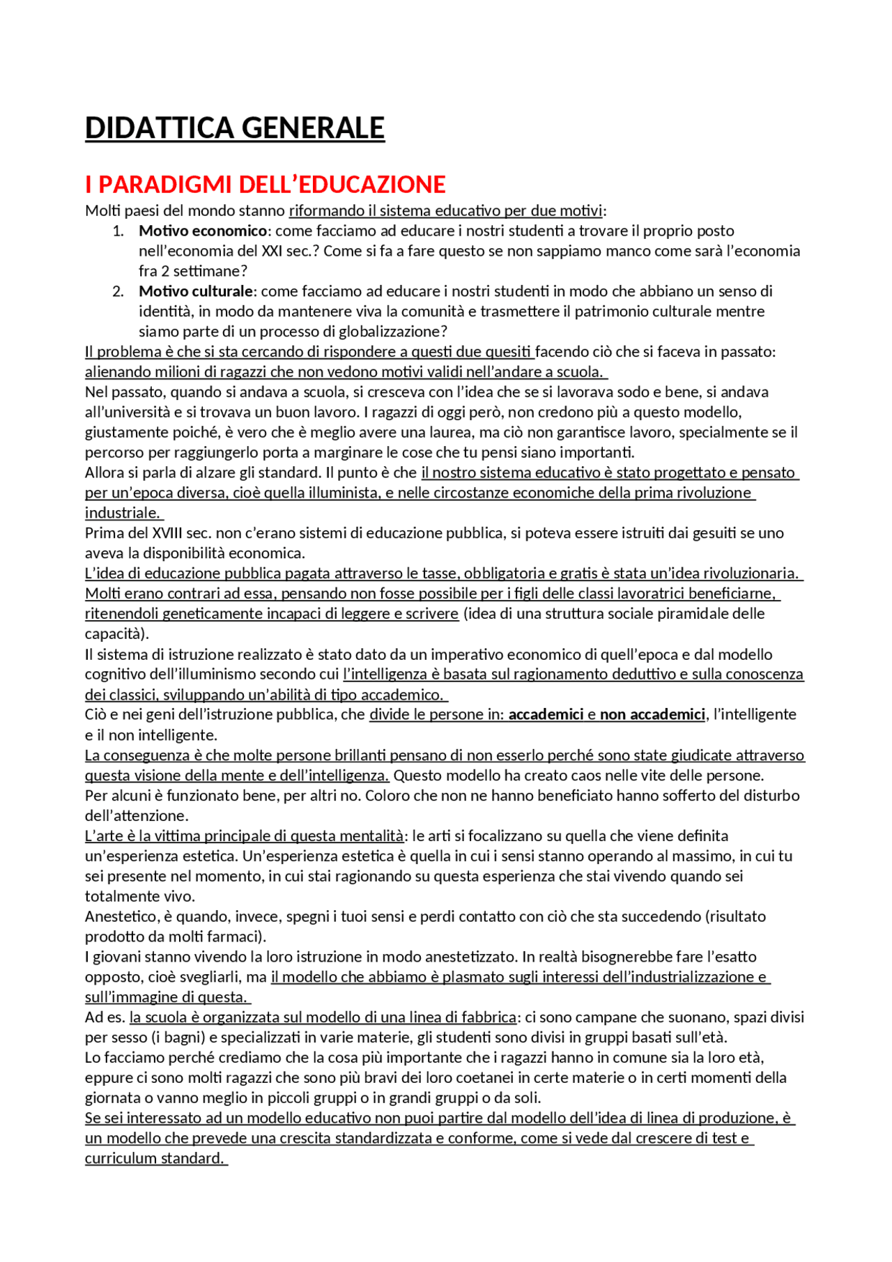 Riassunto Didattica Generale Docsity