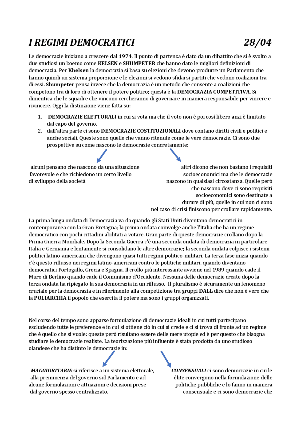 I regimi democratici - Docsity