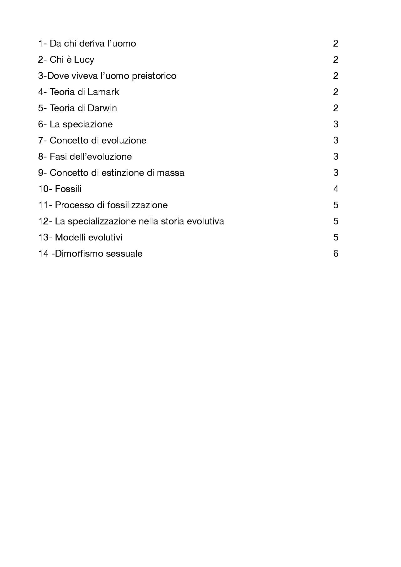 Domande e risposte sull'evoluzione | Exámenes de Biología | Docsity