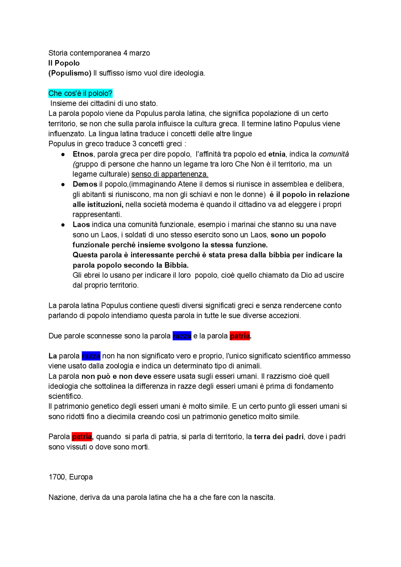 Che Cosè Il Popolo Docsity