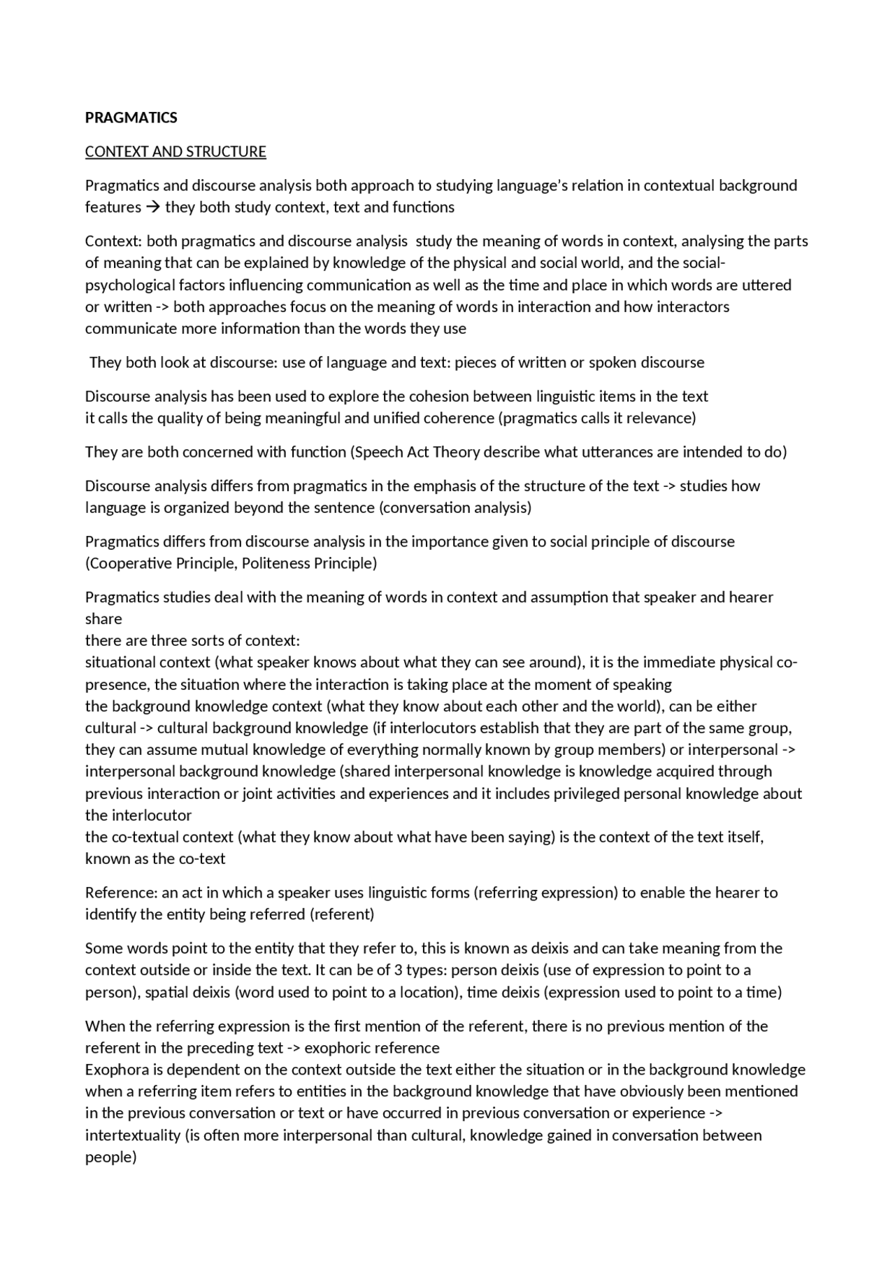 Pragmatics - a resource book for students - Docsity