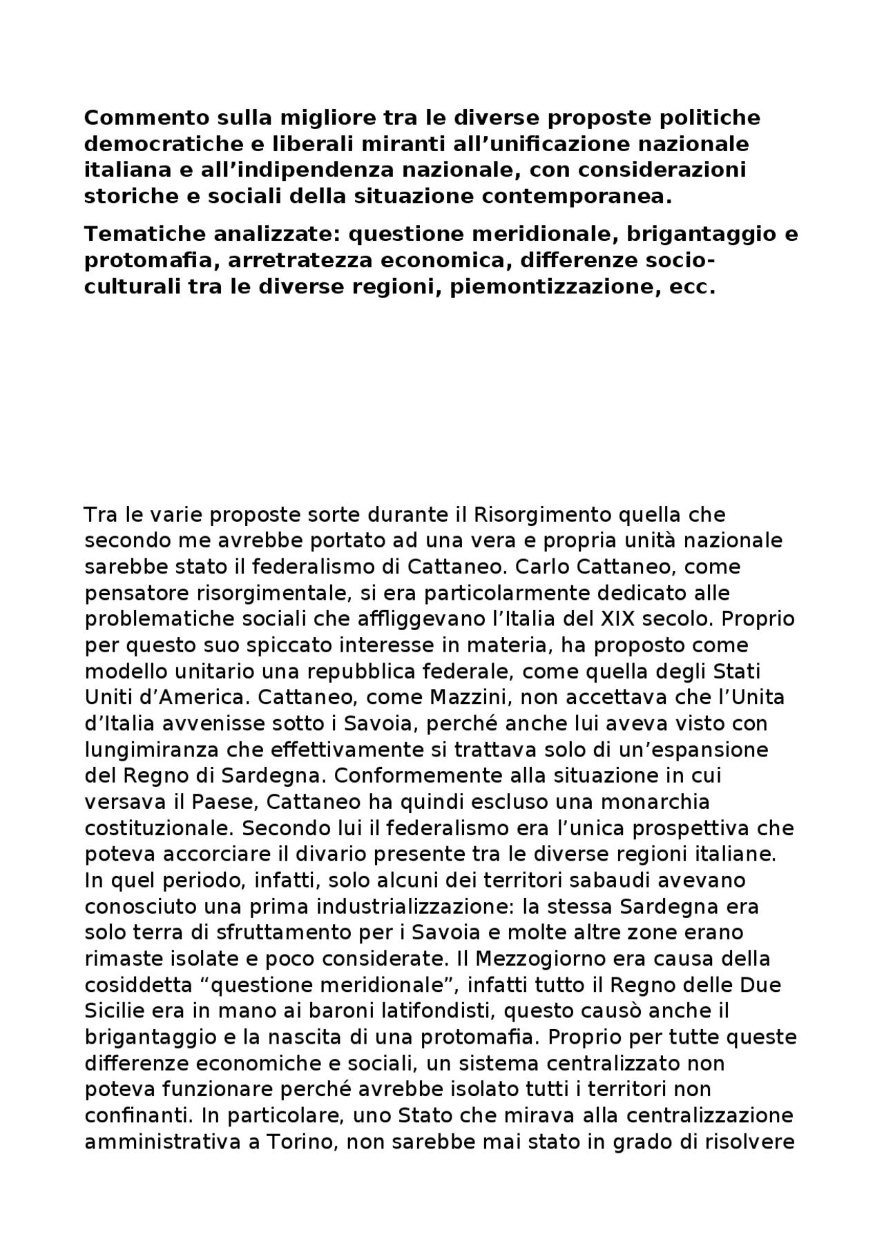 Approfondimento Sul Risorgimento Italiano Docsity