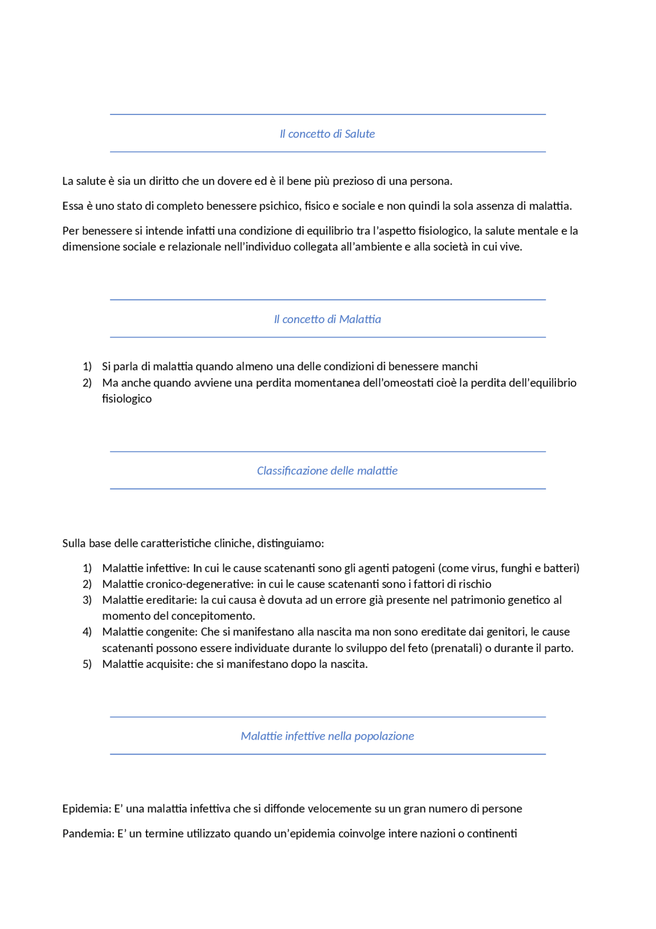 Il Concetto Di Salute Epidemiologia Generale Docsity