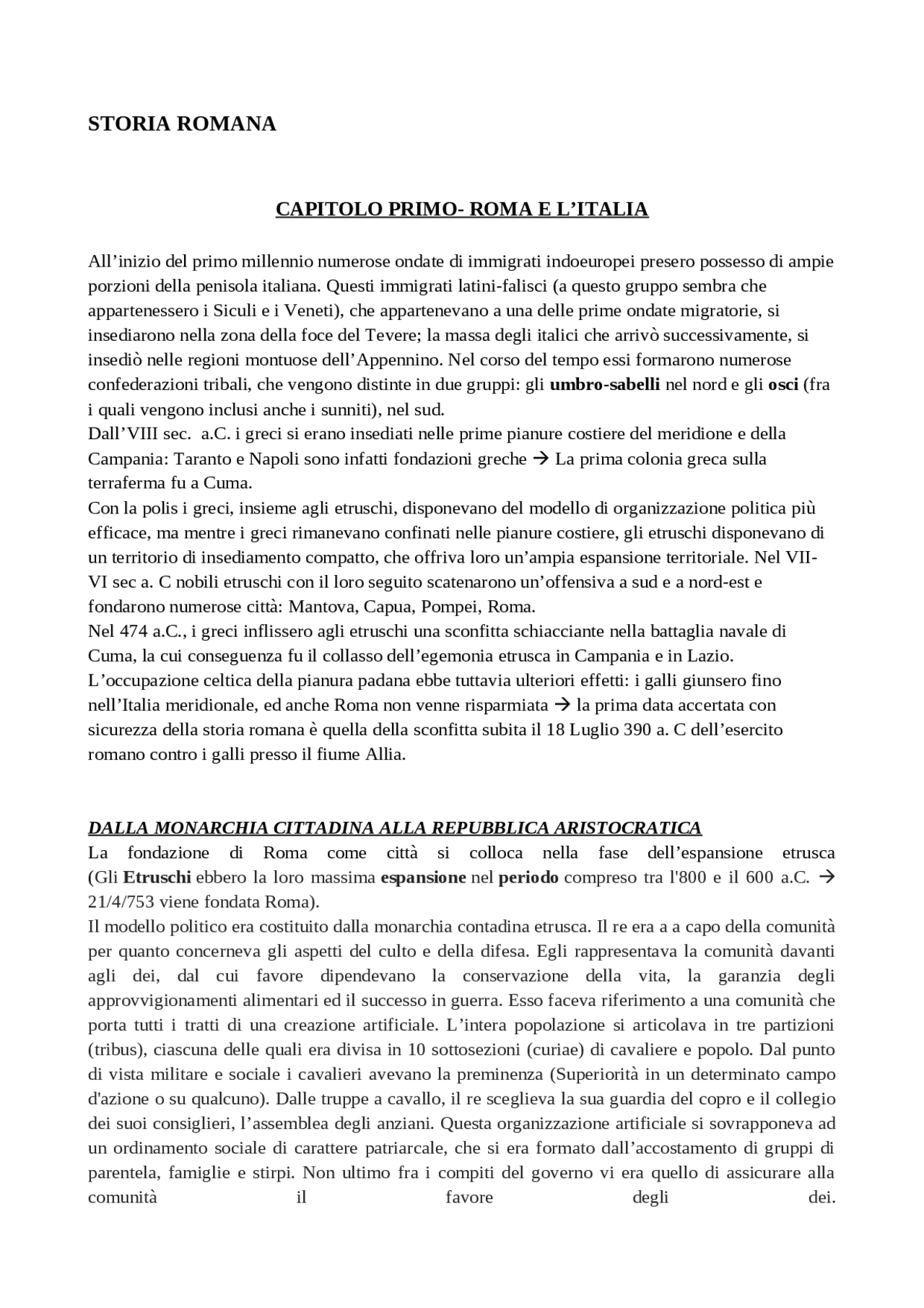 Appunti Di Storia Romana Docsity