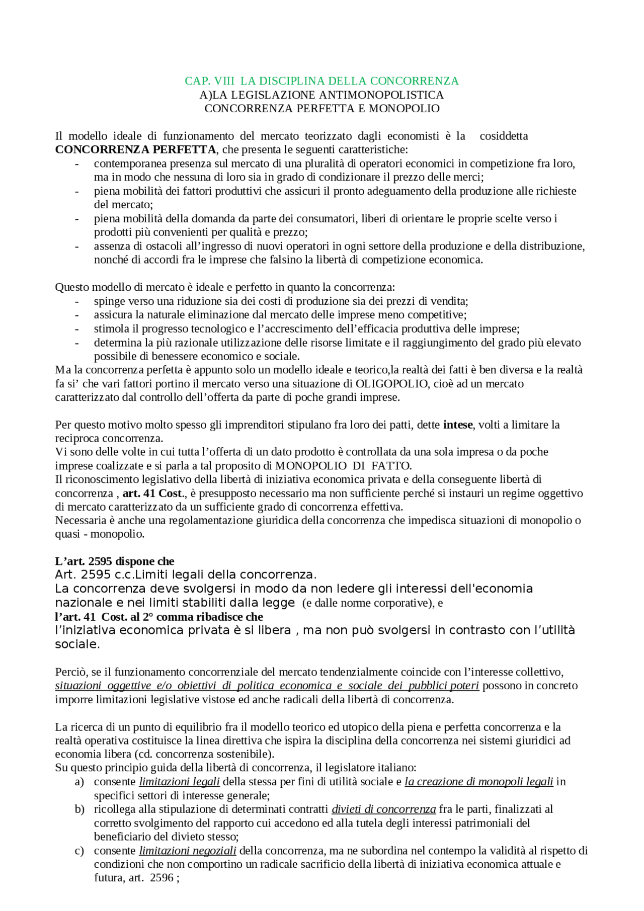 Concorrenza diritto commerciale - Docsity