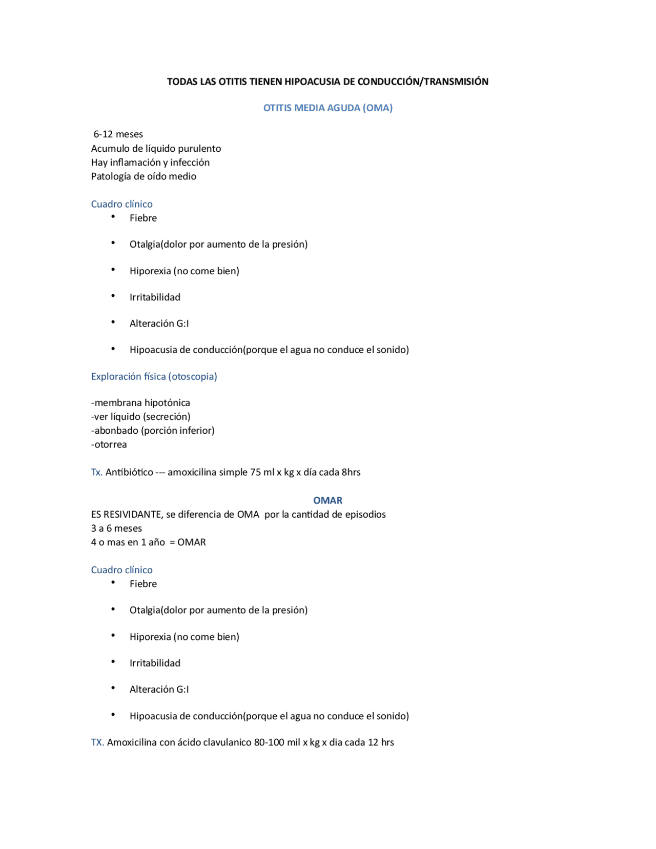 Resumen De Otitis En Otorrinolaringología Docsity