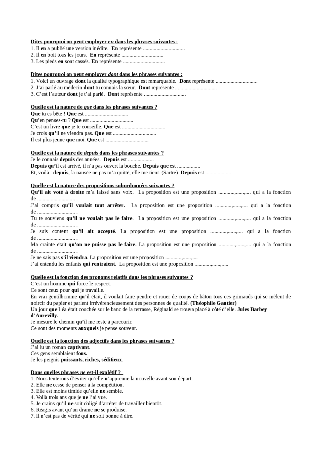 Esercitazione Grammatica Francese Docsity