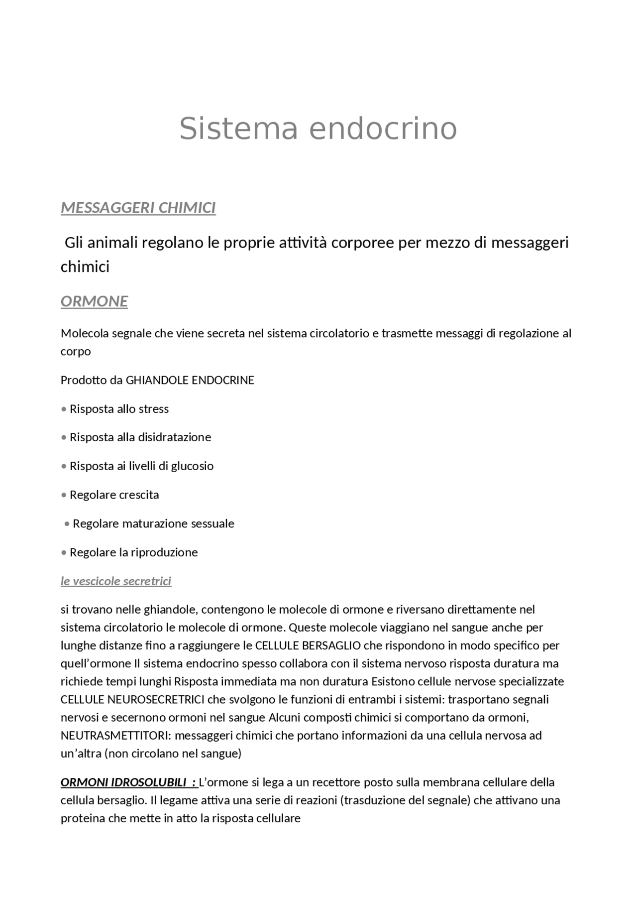 Il Sistema Endocrino Docsity