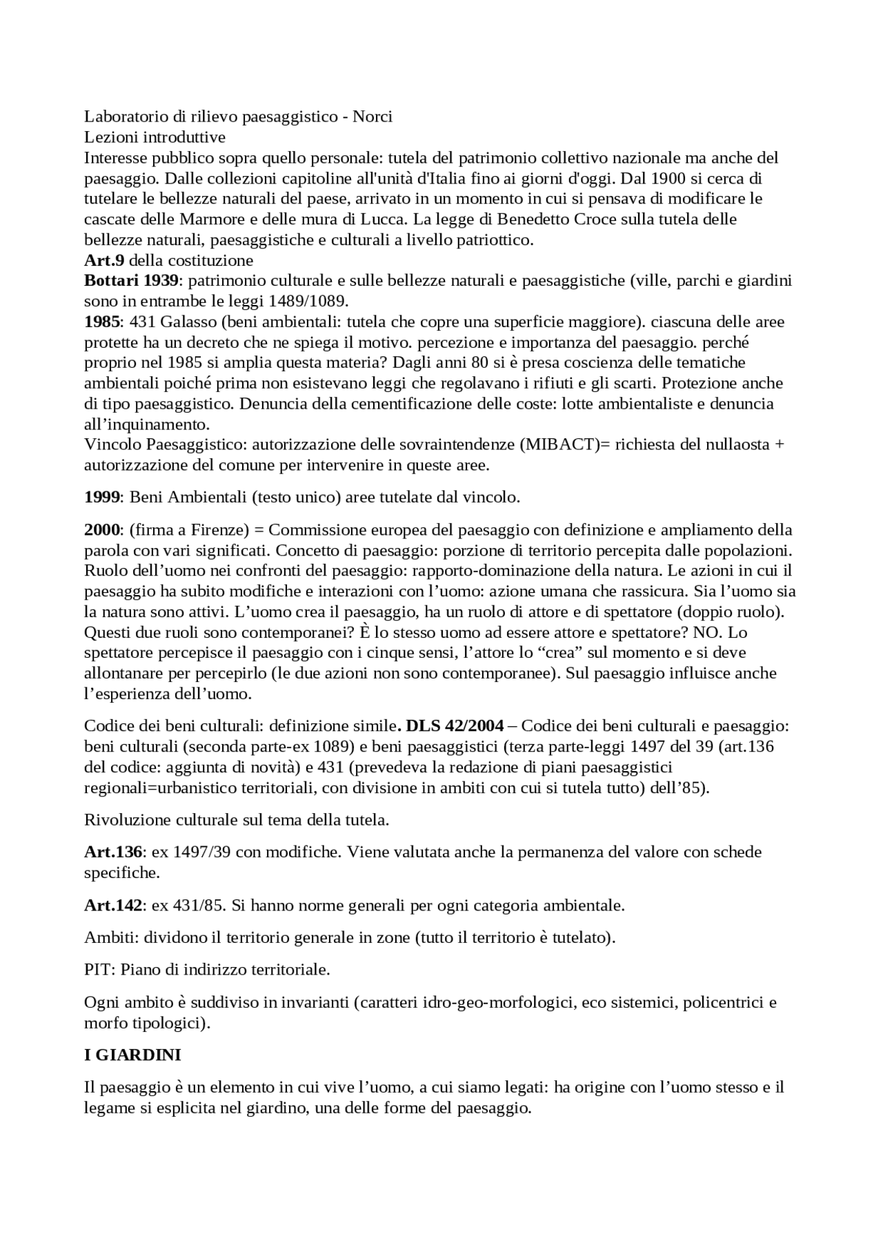 Introduzione Laboratorio Di Rilievo Paesaggistico Docsity