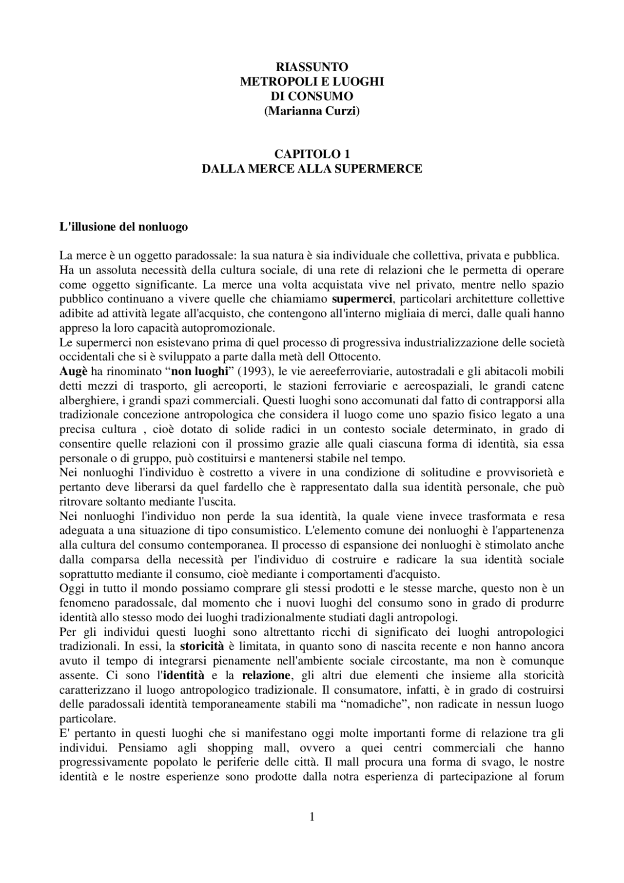 Metropoli E Luoghi Di Consumo Vanni Codeluppi Sintesi Del Corso Di