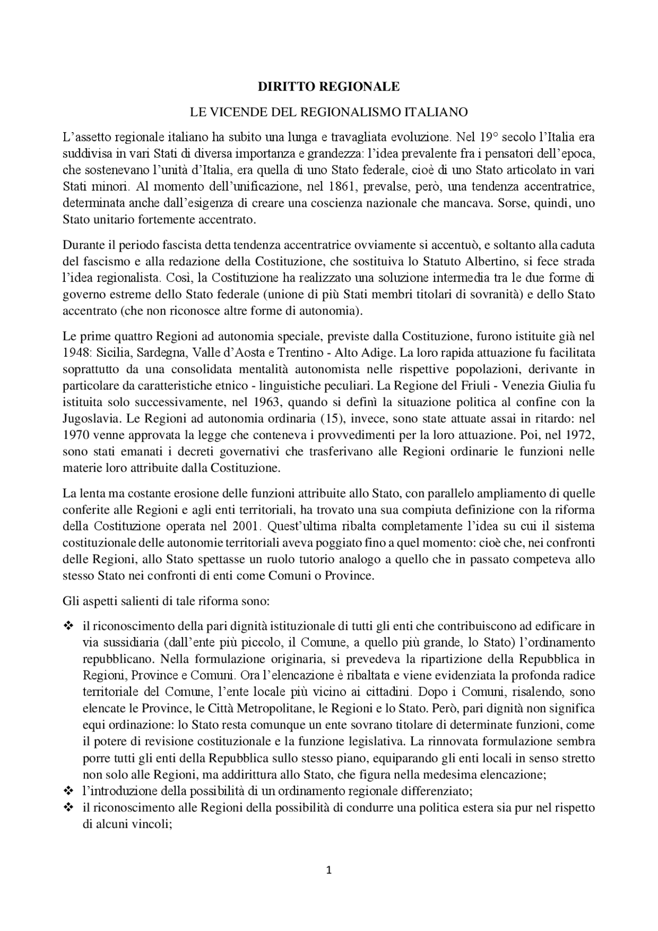 Riassunto Di Diritto Regionale Docsity
