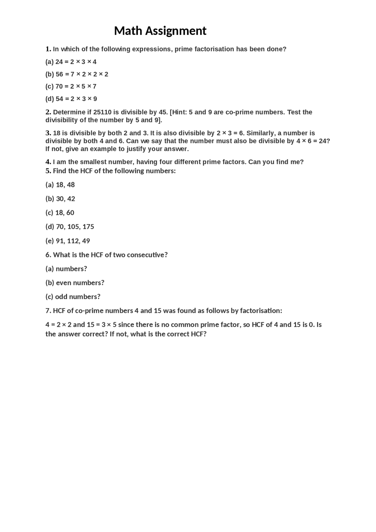 Worksheet On Mathematics Docsity