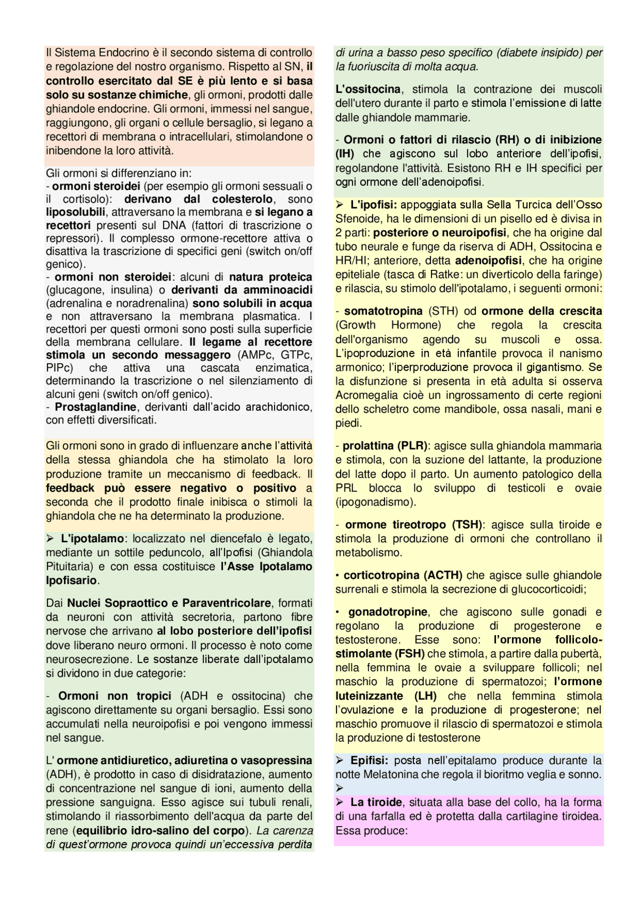Sistema Endocrino Ghiandole E Ormoni Docsity