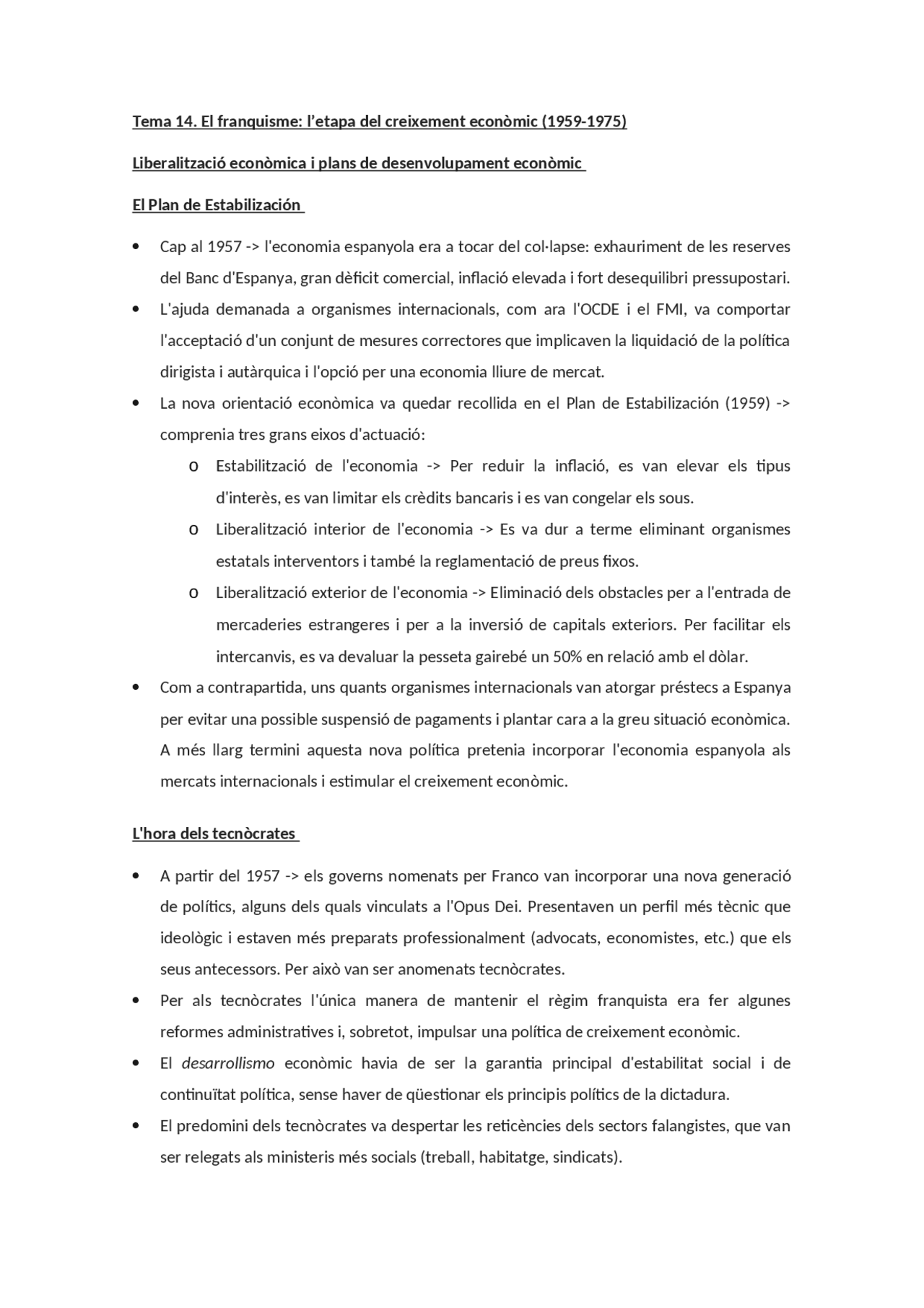 El Segon Franquisme Historia Despanya Docsity