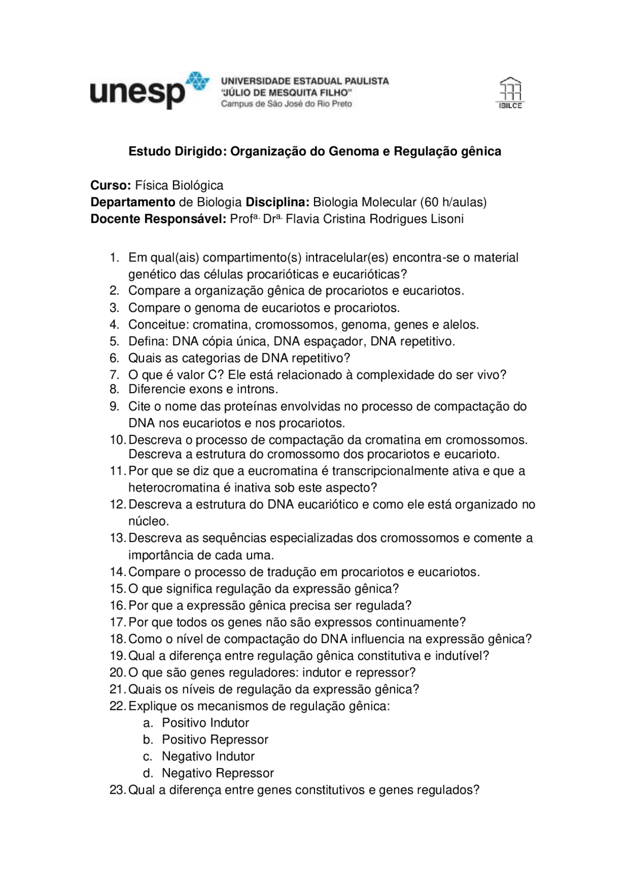 Biologia Molecular Exercícios Esercizi Biologia Molecolare Docsity