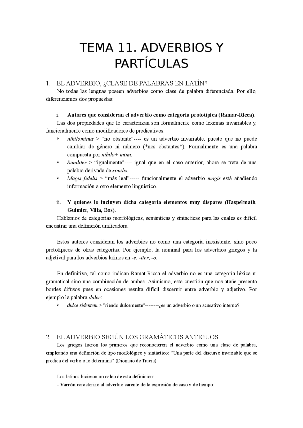 Adverbios Y Partículas En Latín Docsity