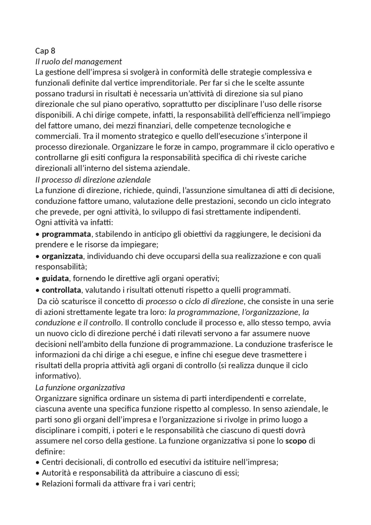 Riassunto La Gestione Dellimpresa Cap 8 Docsity