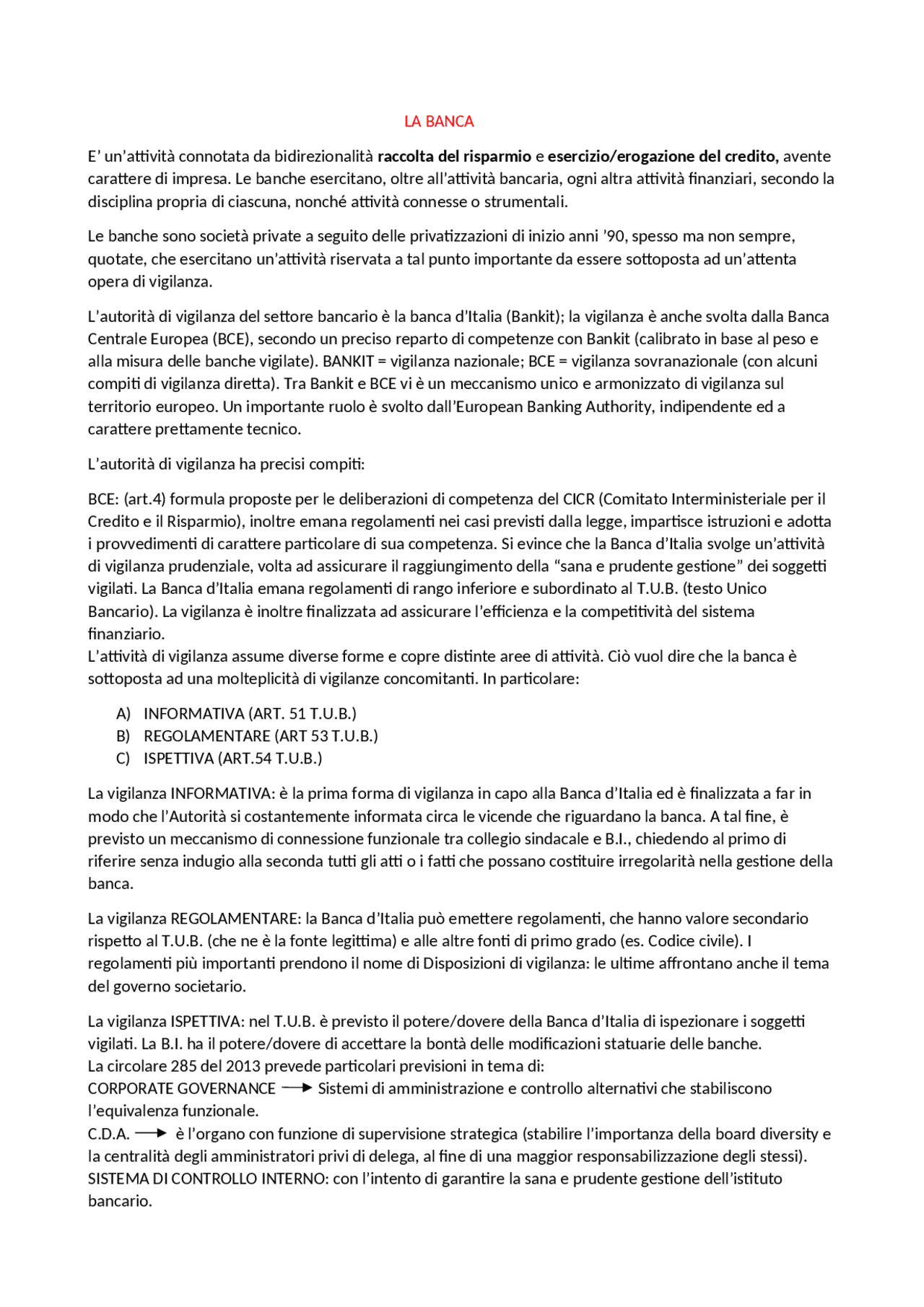La Banca Introduzione Docsity