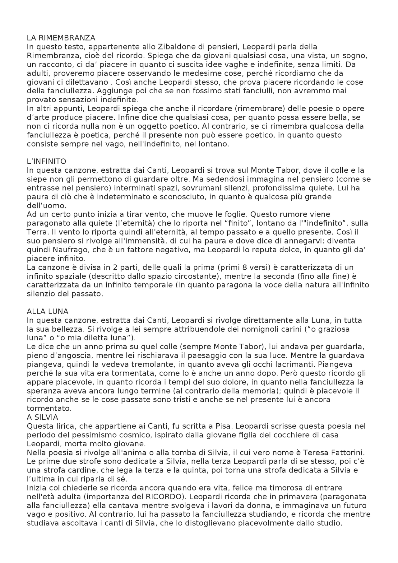 Analisi Poesie Leopardi Docsity