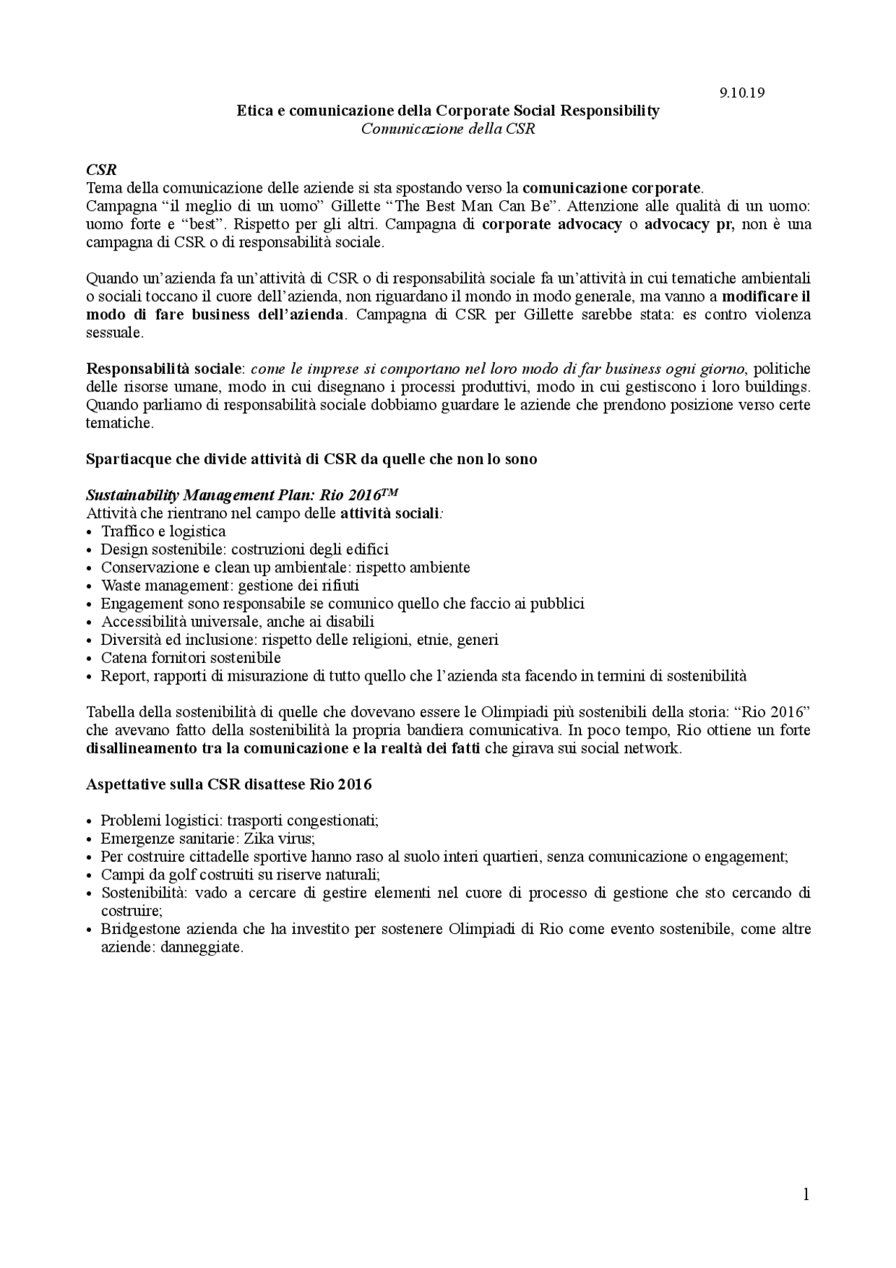 Laboratorio Rp Iulm Lezione Csr Docsity