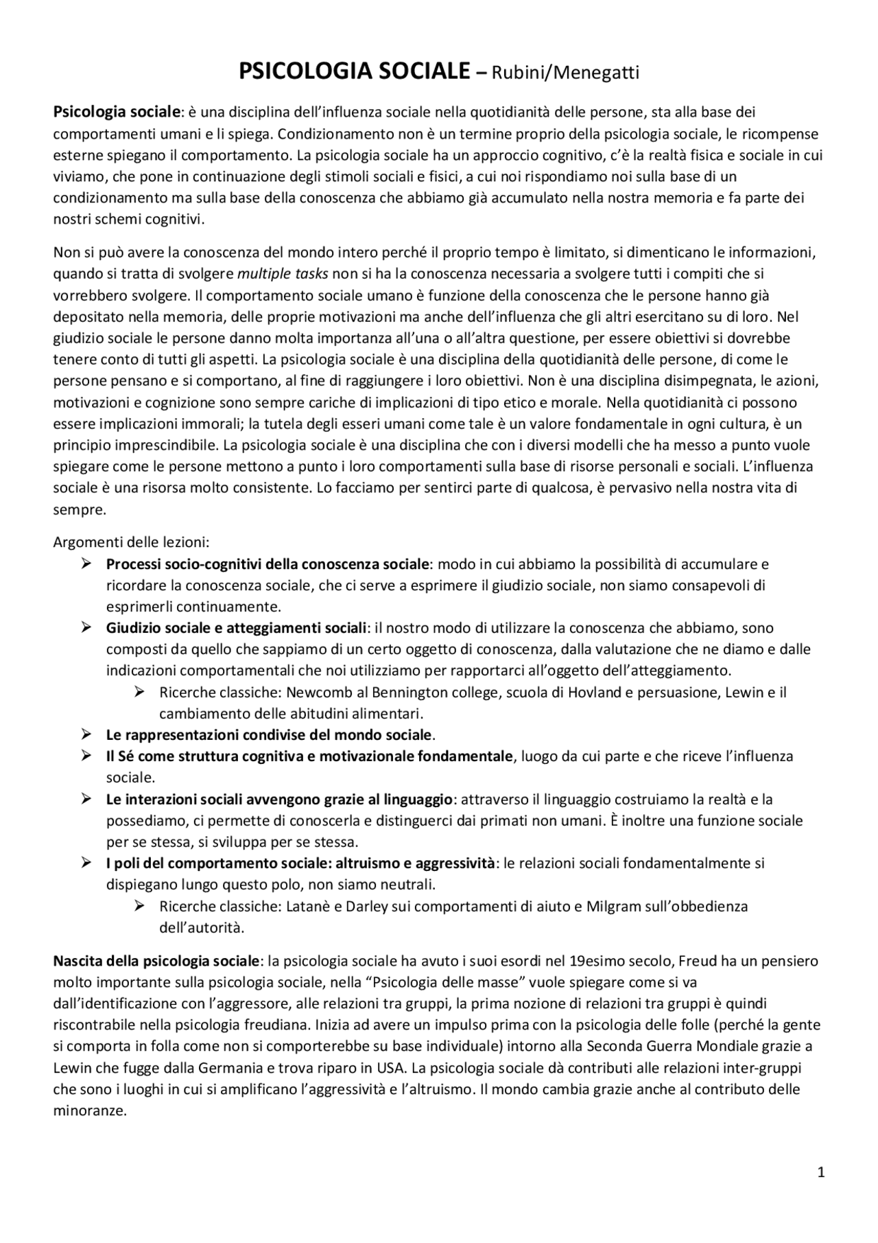 Psicologia Sociale Prof Rubini E Menegatti Scienze E Tecniche