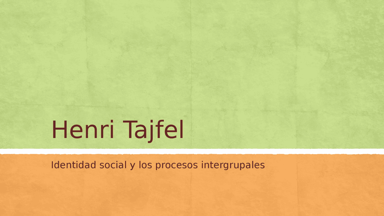 Henri Tajfel biografía - Docsity