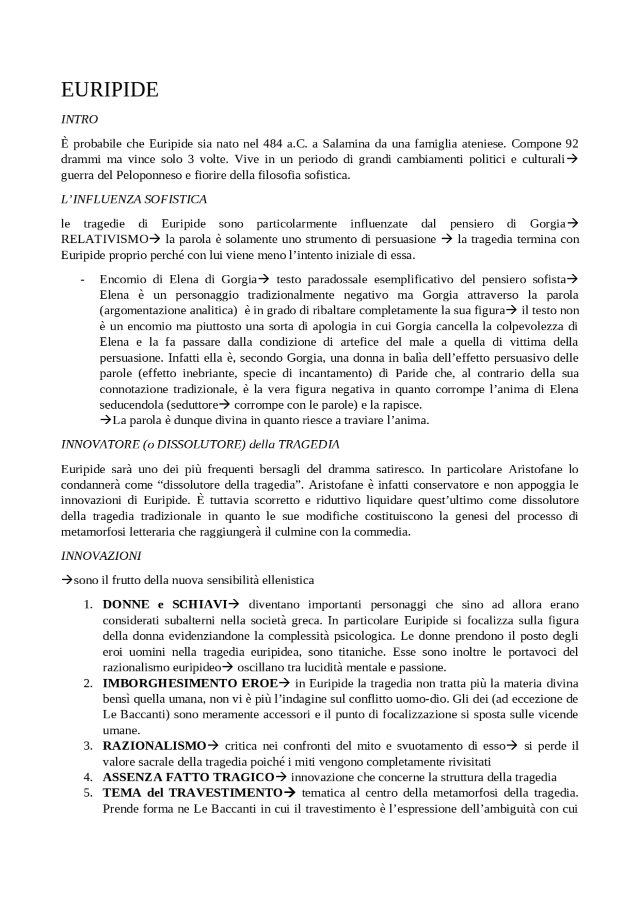 Euripide E Aristofane Docsity
