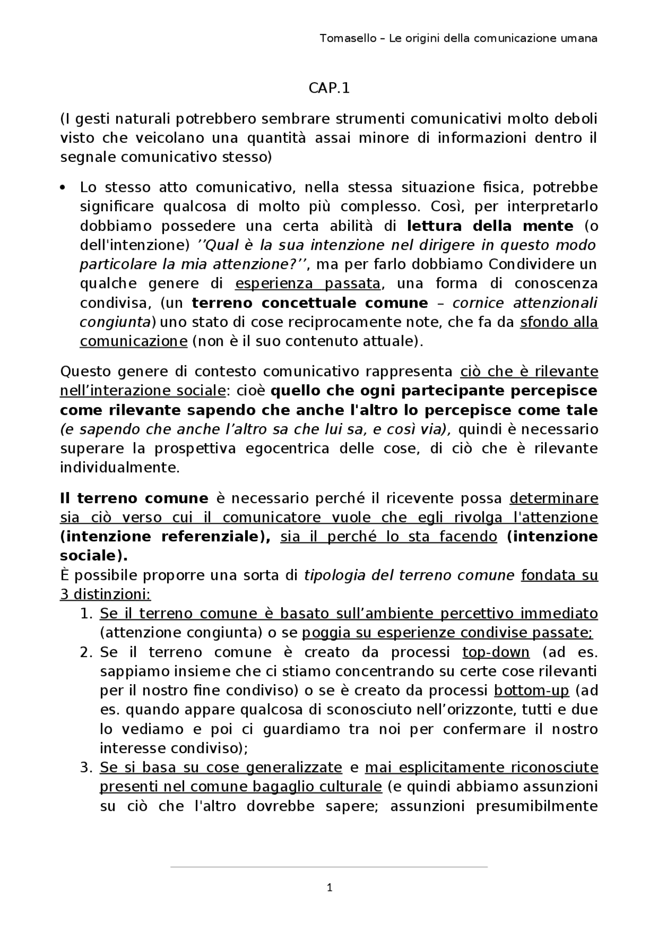 Le Origini Della Comunicazione Umana Tomasello Docsity