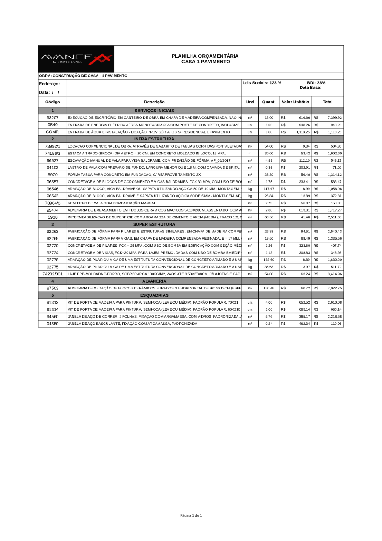 Modelo Planilha De Custo Docsity