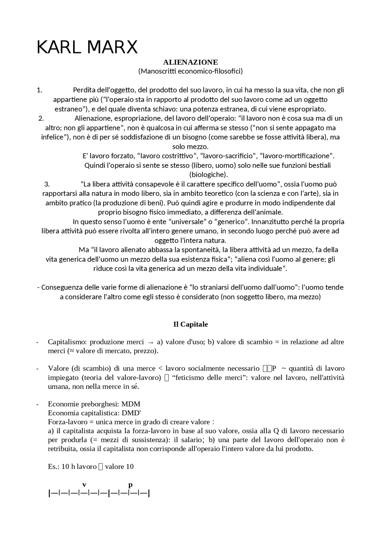 KARL MARX- l'alienazione e il capitale - Docsity