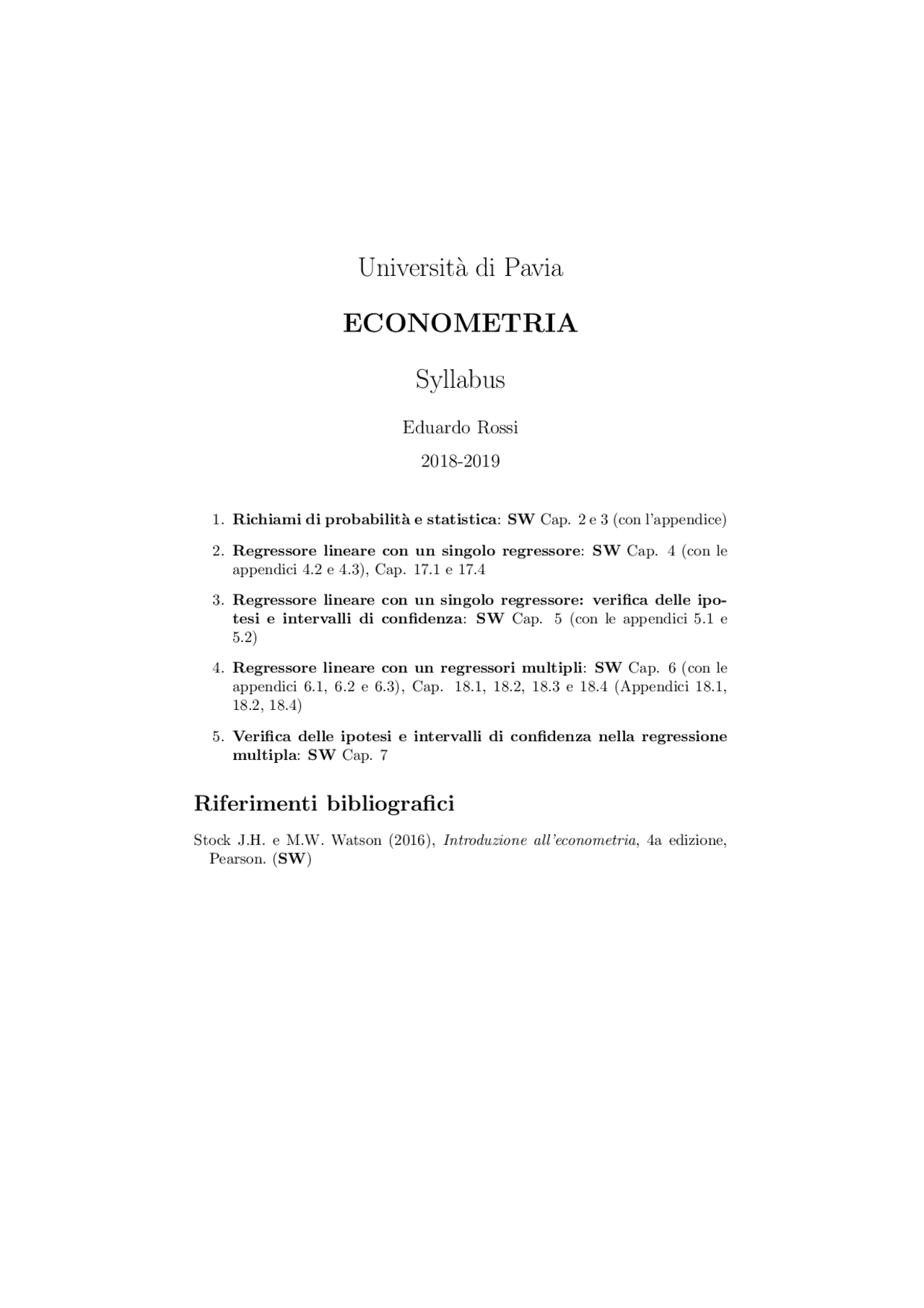 Syllabus Econometria Docsity