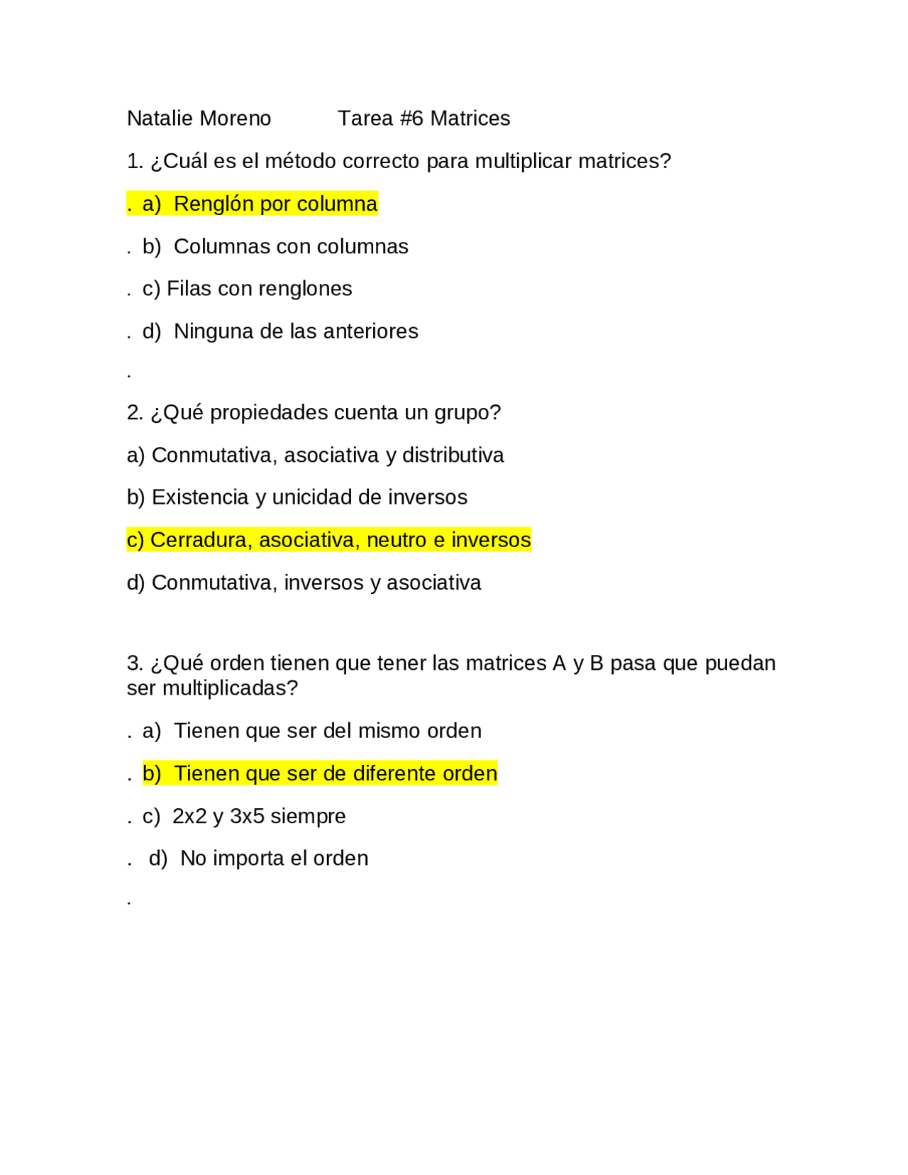 Preguntas de matrices - Docsity