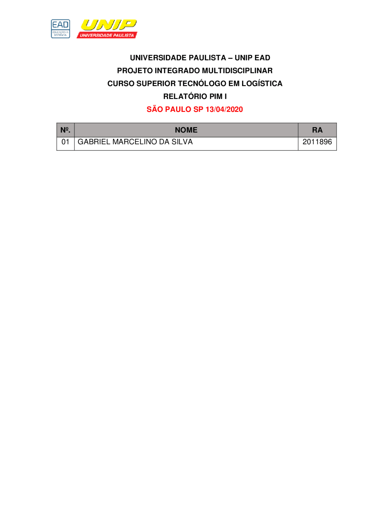 Pim I Unip Trabalho Semestre Docsity