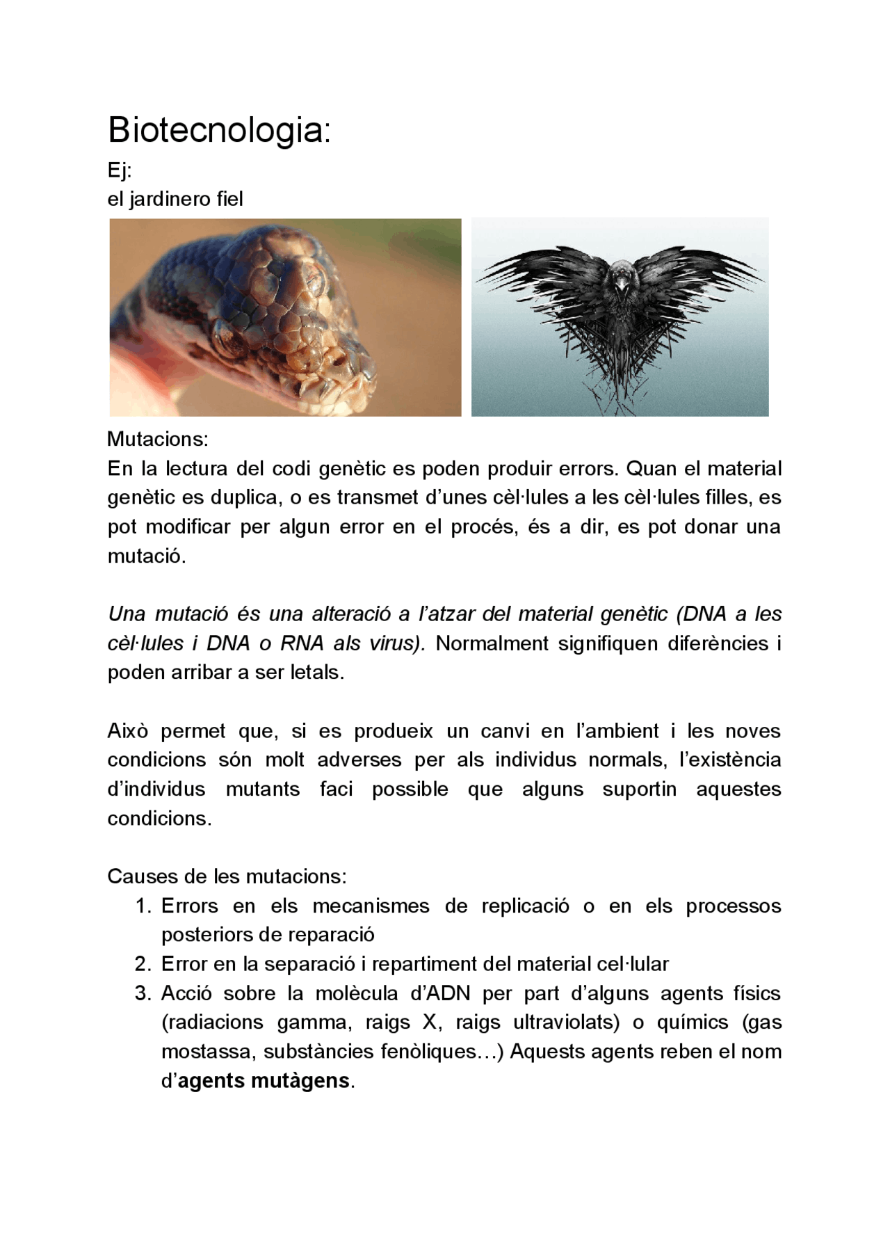 Biotecnologia Bachillerat Docsity