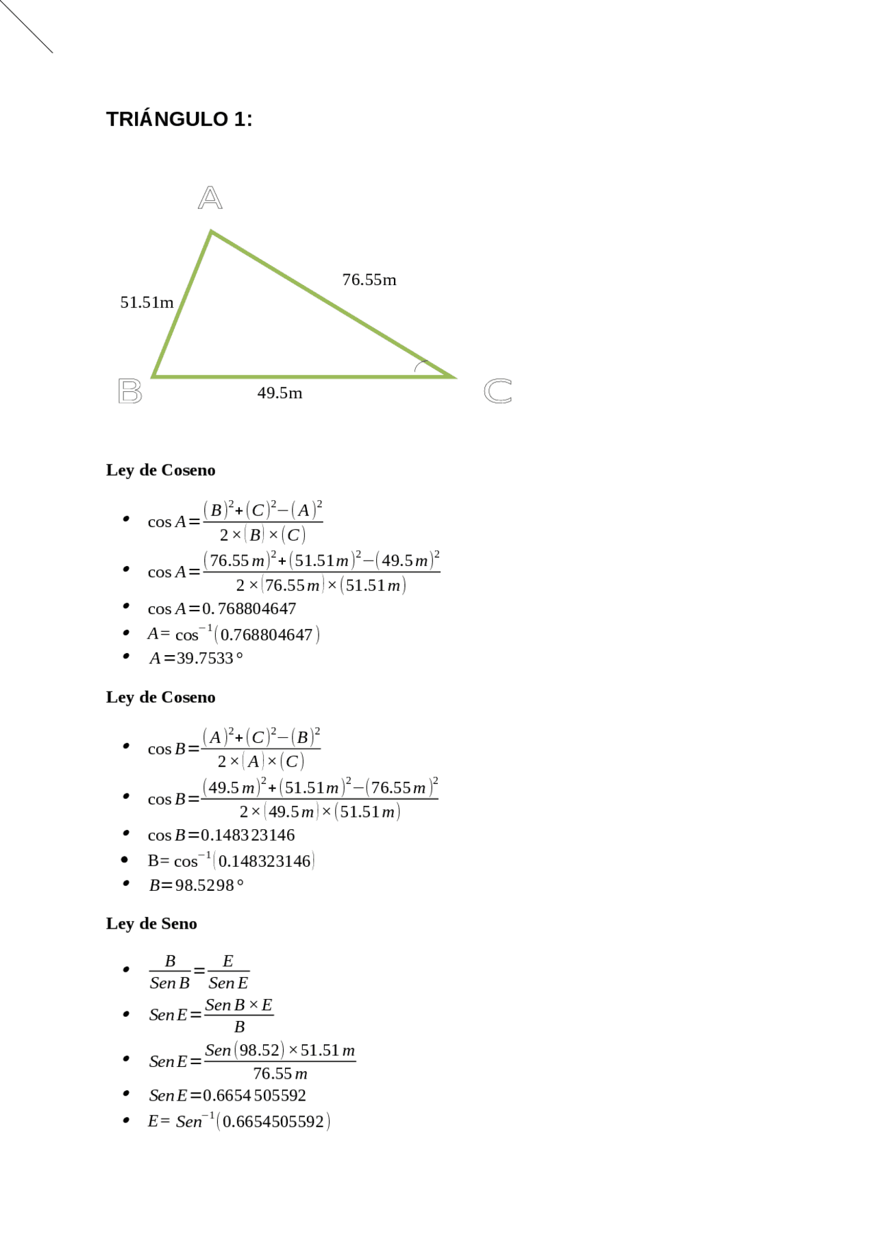 CALCULO DE TRIANGULOS - Docsity