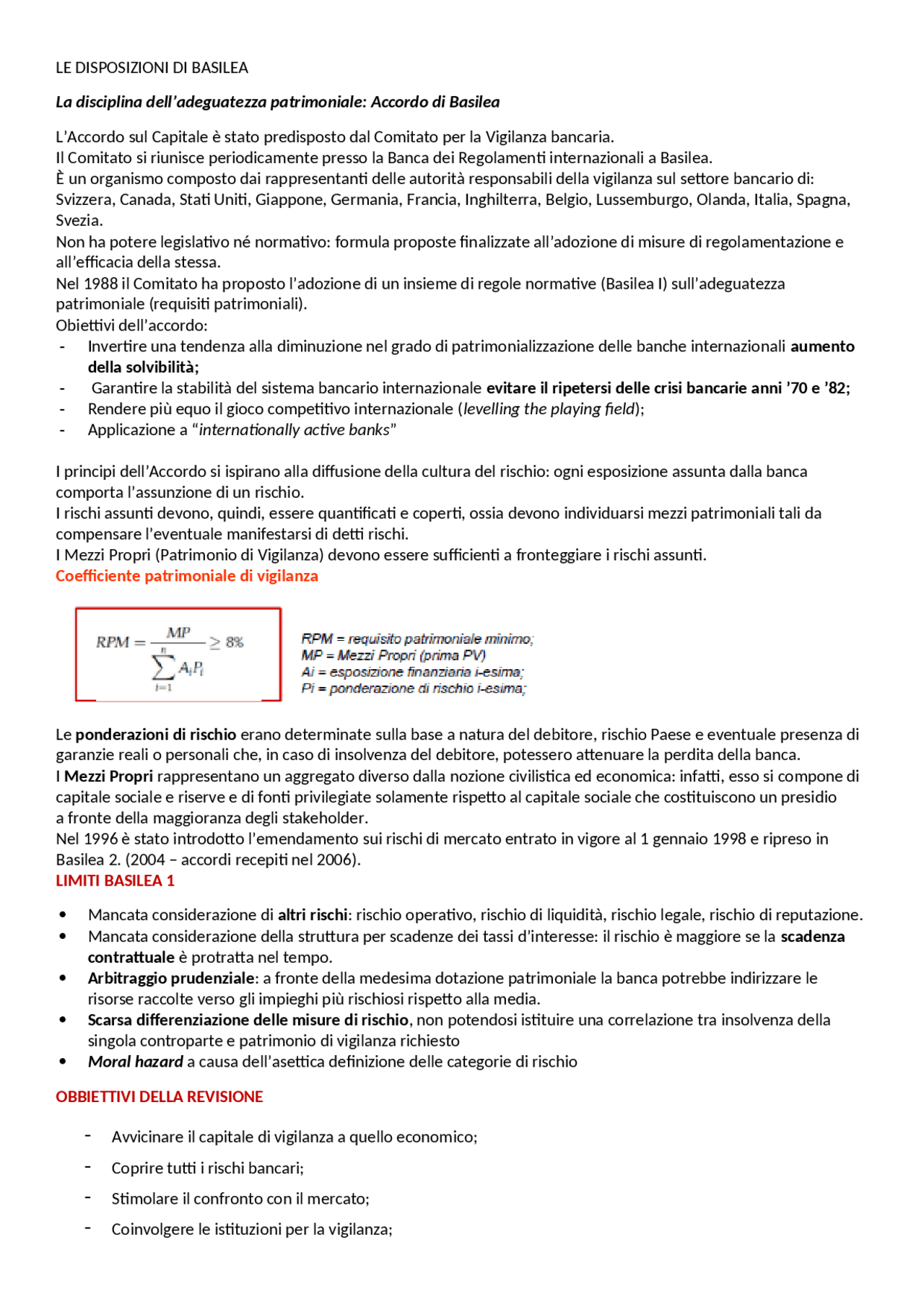 Gli Accordi Di Basilea Docsity