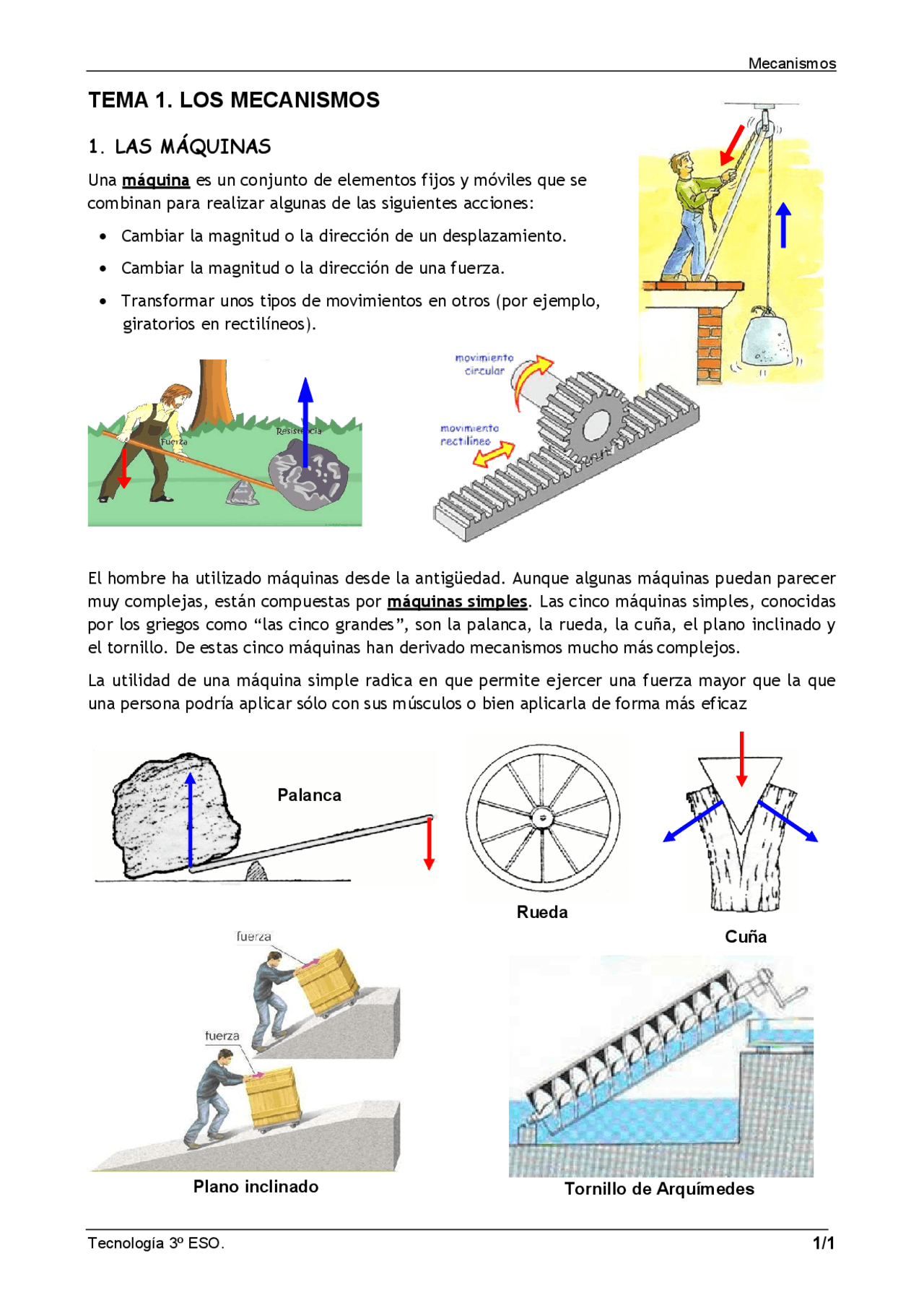 Tema mecanismos 3 eso - Docsity