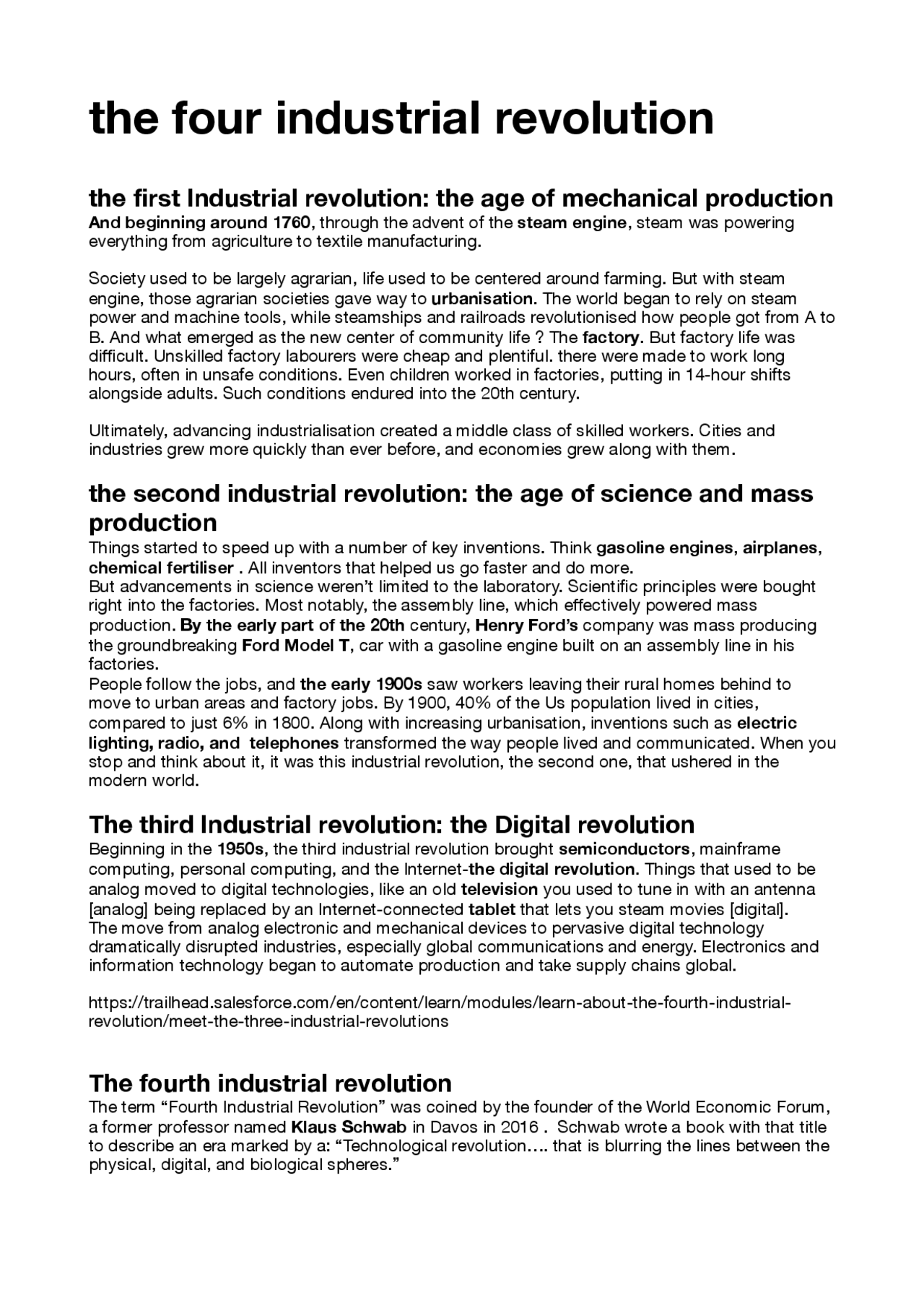 The four industrial revolution - Docsity