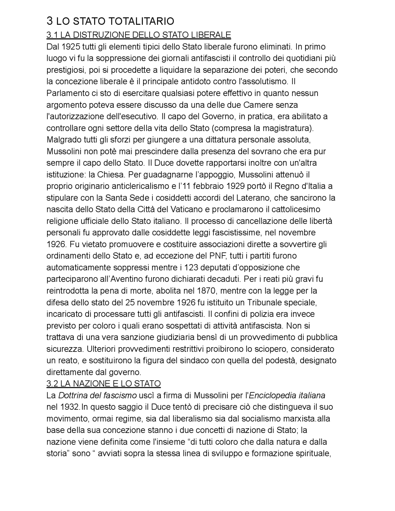 Lo Stato Totalitario Docsity