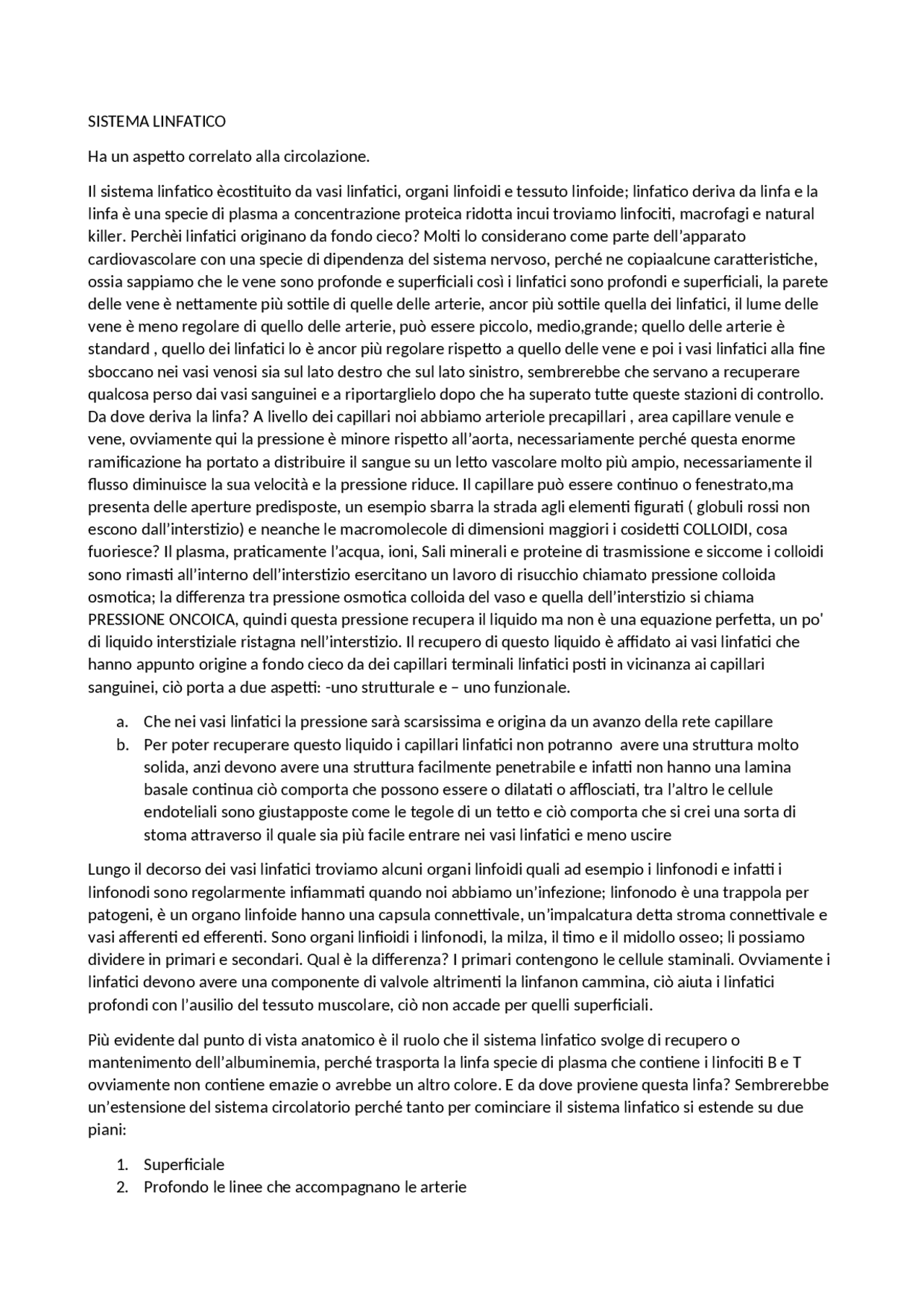 Sistema Linfatico Anatomia Docsity