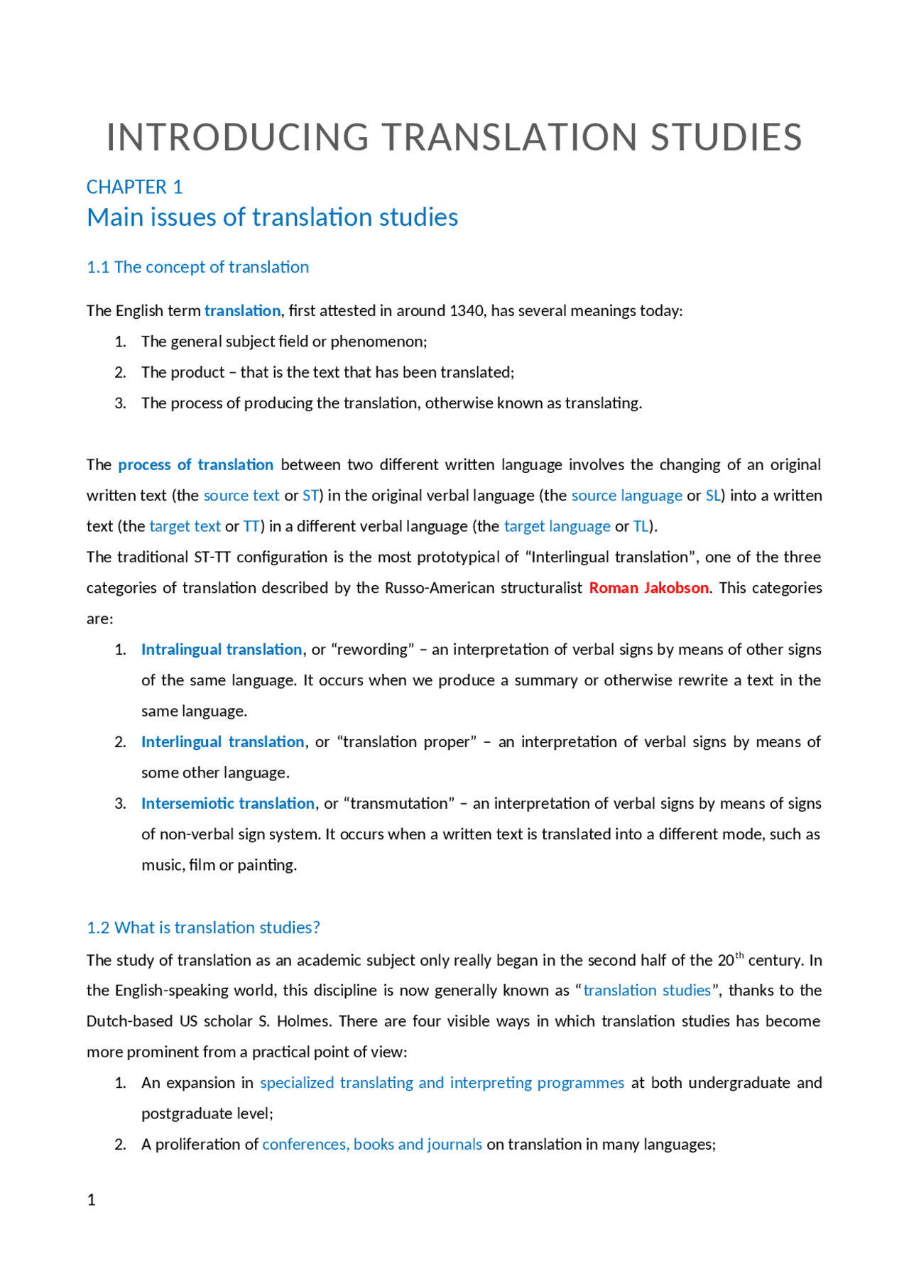 Introducing translation studies - Docsity